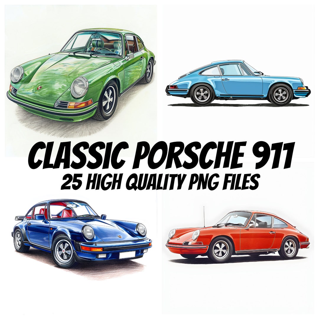 Classic Porsche 911 Clipart, Porsche 911 Images, Porsche Art, for Paper ...