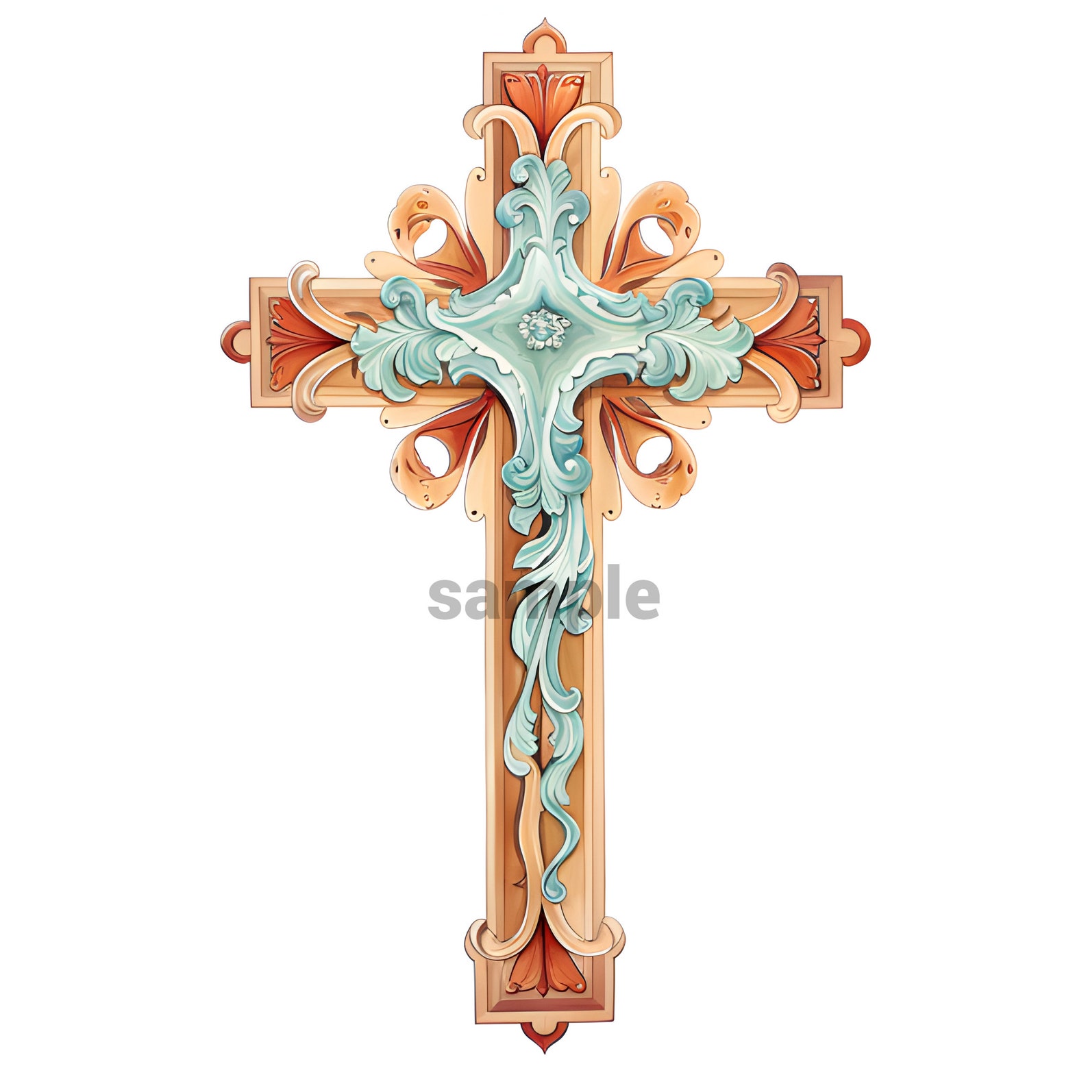 Ornate Crosses Clipart, Watercolor Cross, Christian Art, Church Art ...