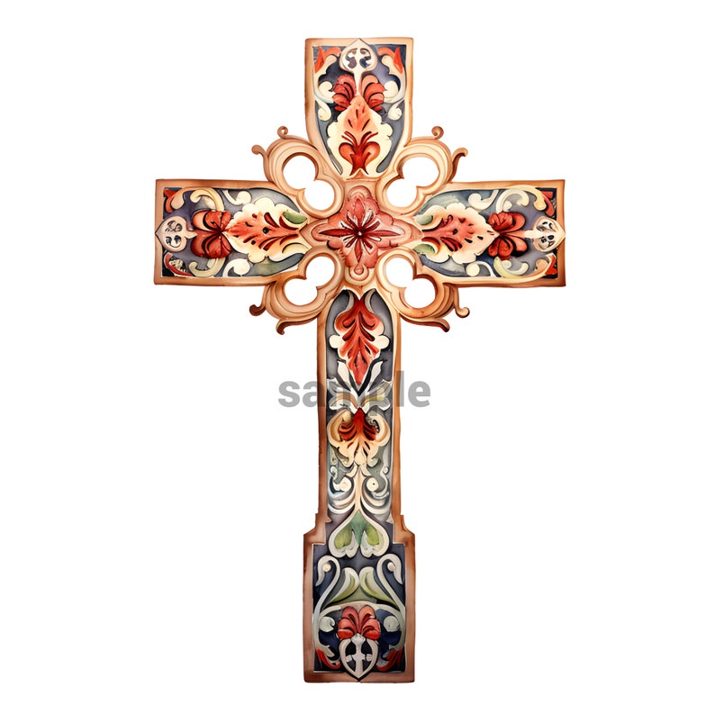 Ornate Crosses Clipart, Watercolor Cross, Christian Art, Church Art ...