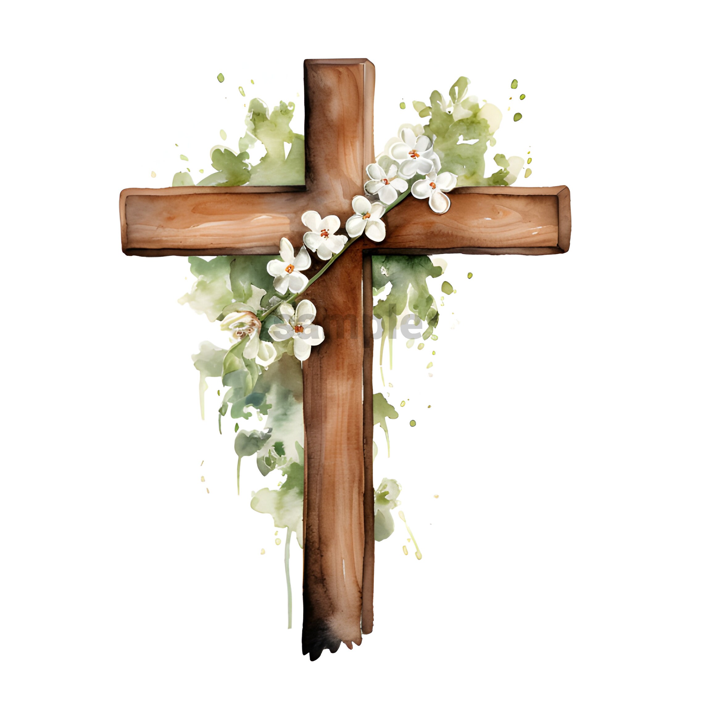 Rustic Wooden Cross Clipart, Watercolor Wooden Cross, Rustic Cross ...