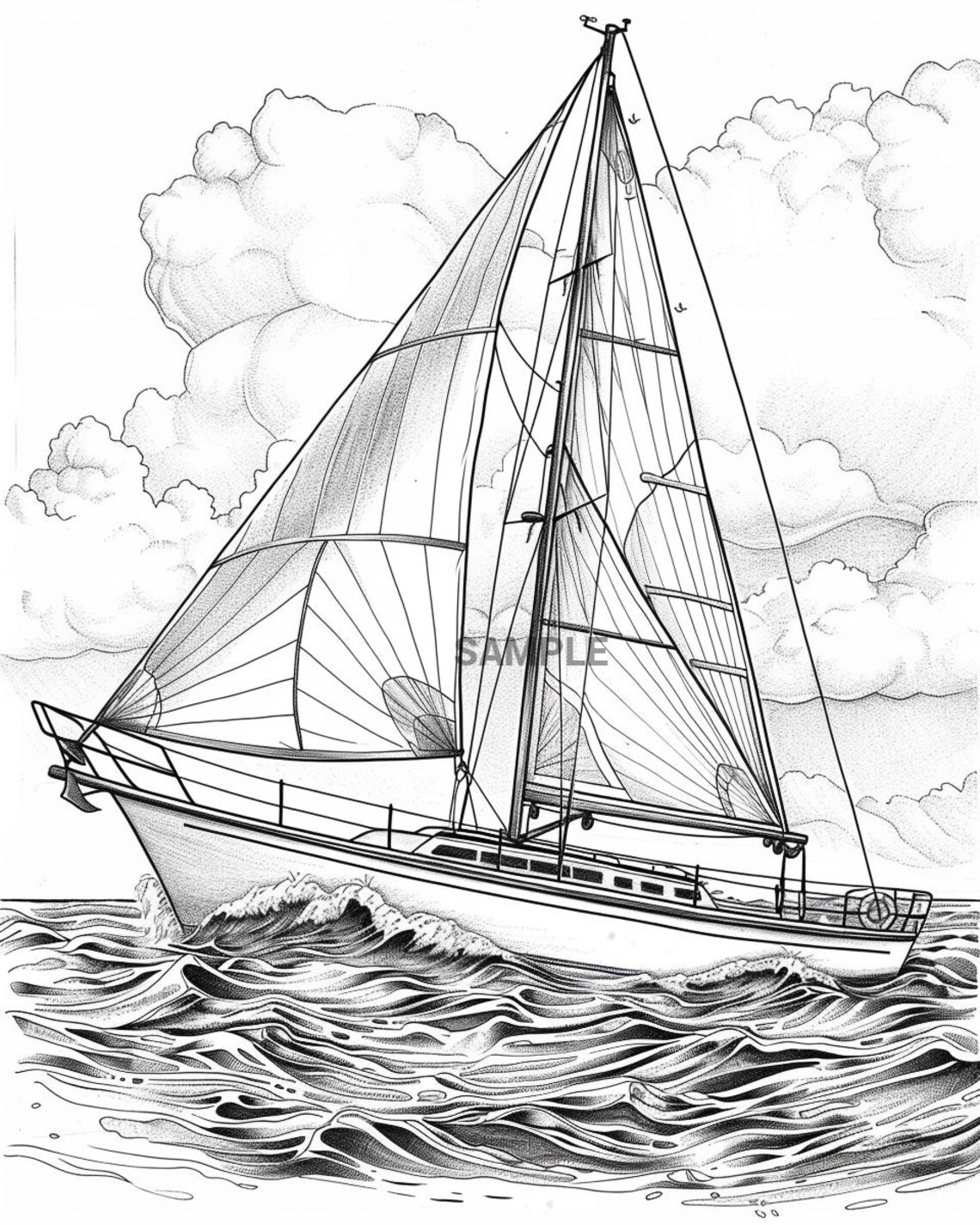 Sailboats - Adult Coloring Book Printable Pages, 26 Images, Digital ...