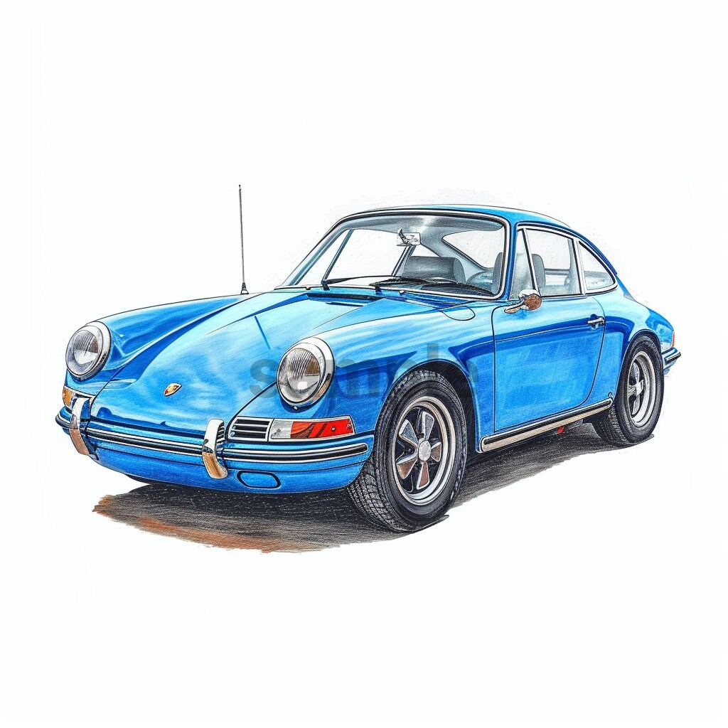 Classic Porsche 911 Clipart, Porsche 911 Images, Porsche Art, for Paper ...