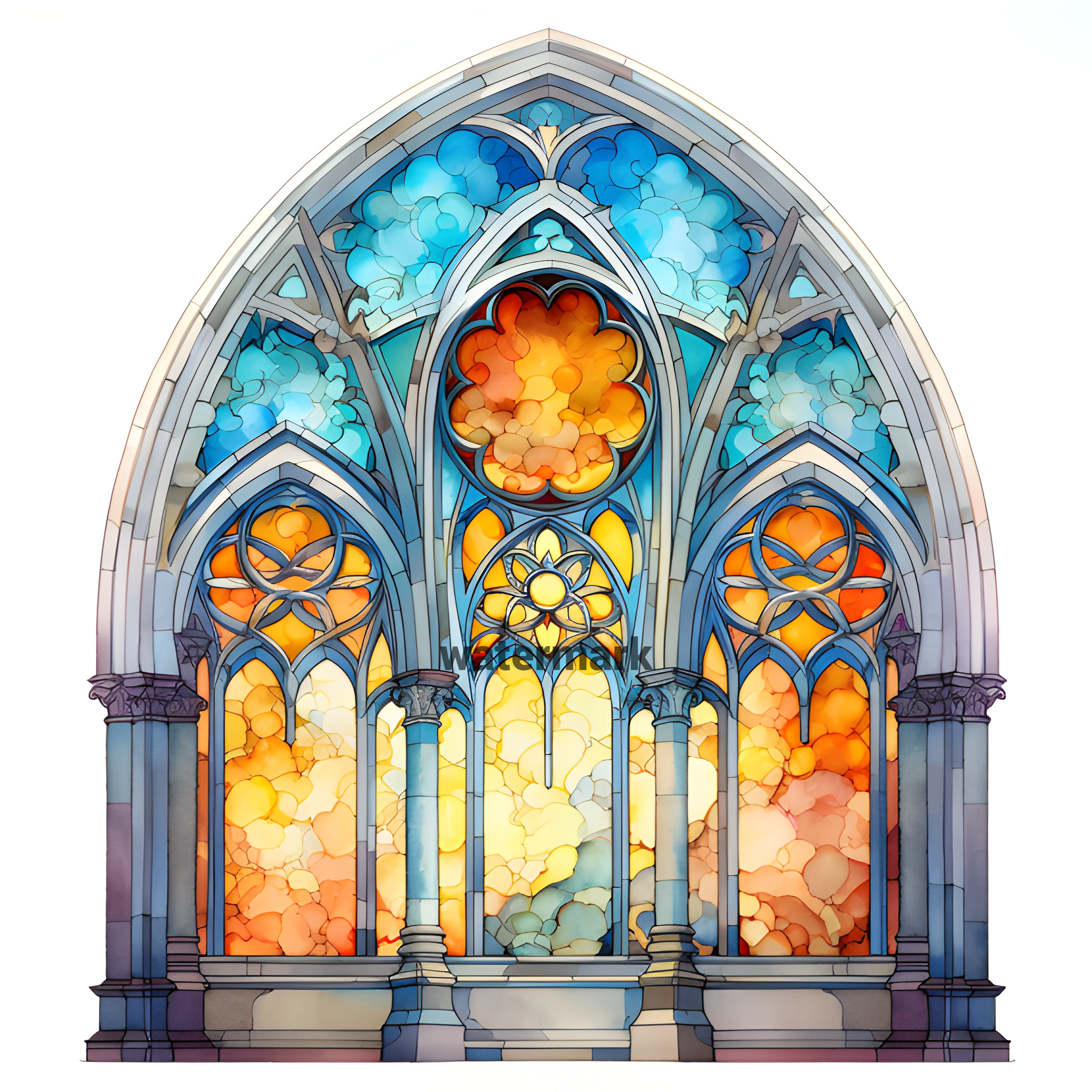 Stained Glass Window Clipart, Watercolor Clipart, for Paper Crafts and ...
