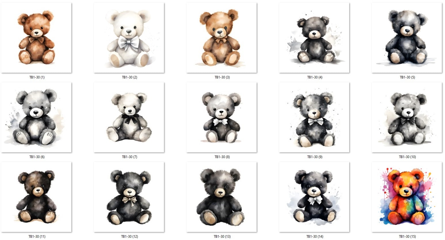Teddy Bears Watercolor Clipart, Teddy Bear Clipart, Great for Paper ...