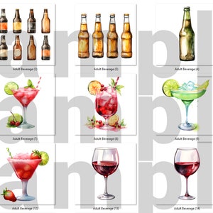 Adult Beverage Clipart, Alcohol Clipart, Beer Wine Watercolor, Paper ...