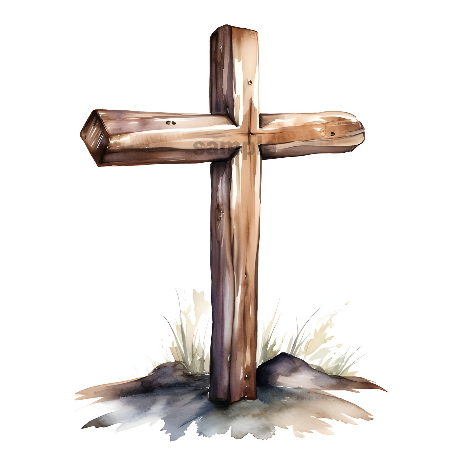 Rustic Wooden Cross Clipart, Watercolor Wooden Cross, Rustic Cross ...