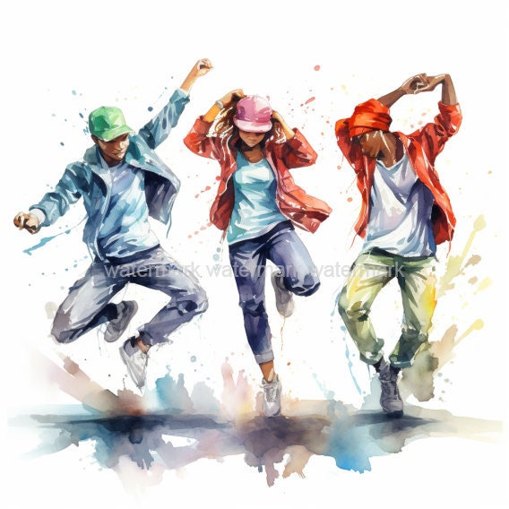 Street Dancer Clipart, Watercolor Clipart, Breakdance Clipart, Breaker ...