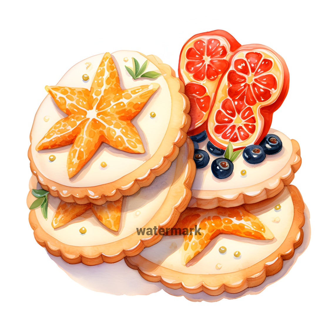 Sugar Cookies Watercolor Clipart, Cookie Clipart for Paper Craft and ...