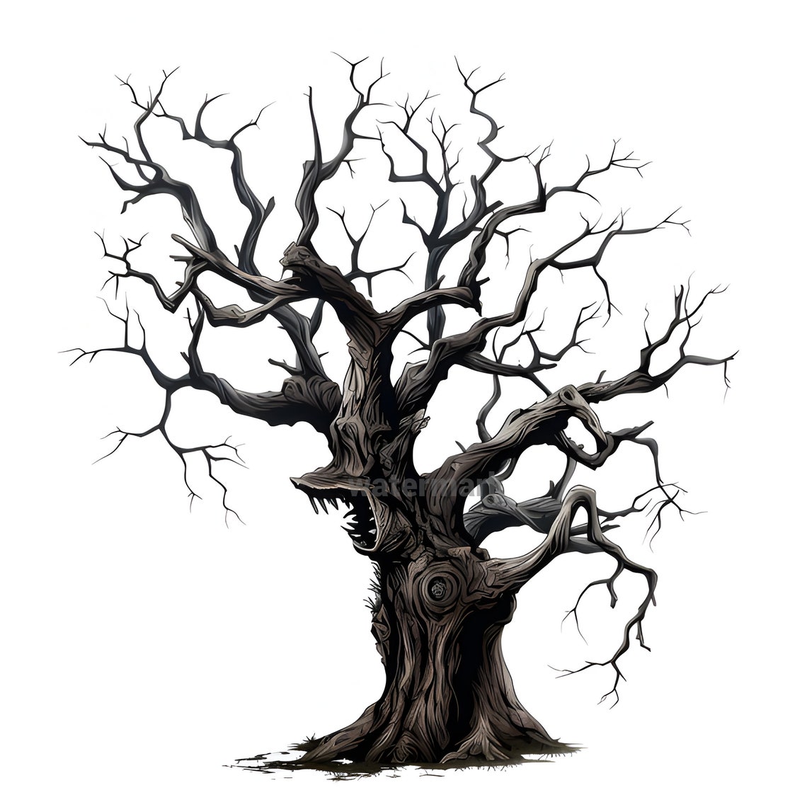 Creepy Trees Clipart, Haunted Tree Clipart, Spooky Trees, Halloween Art ...