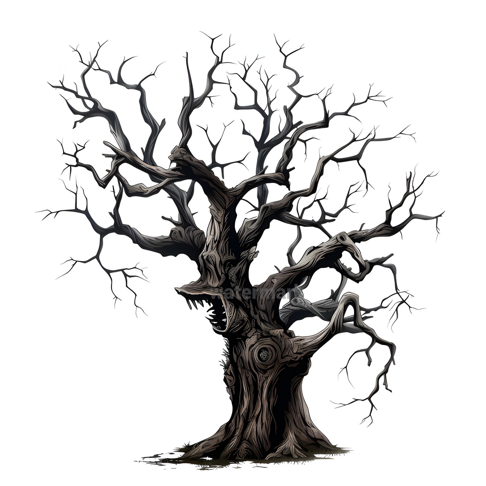 Creepy Trees Clipart, Haunted Tree Clipart, Spooky Trees, Halloween Art ...
