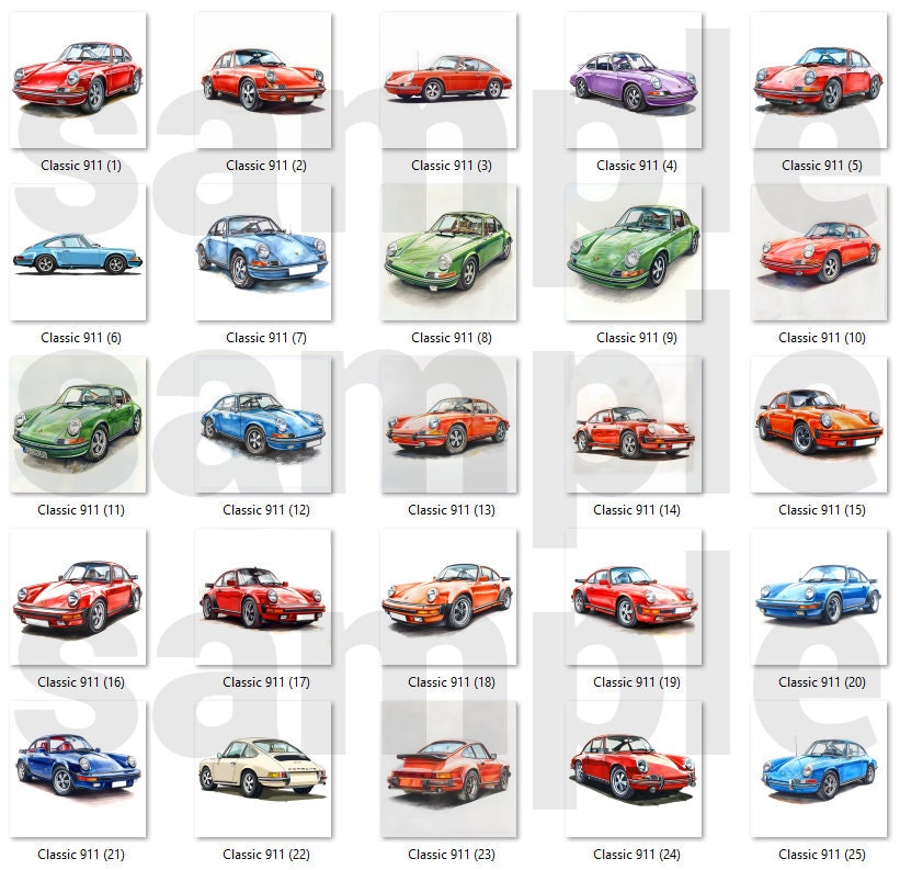 Classic Porsche 911 Clipart, Porsche 911 Images, Porsche Art, for Paper ...