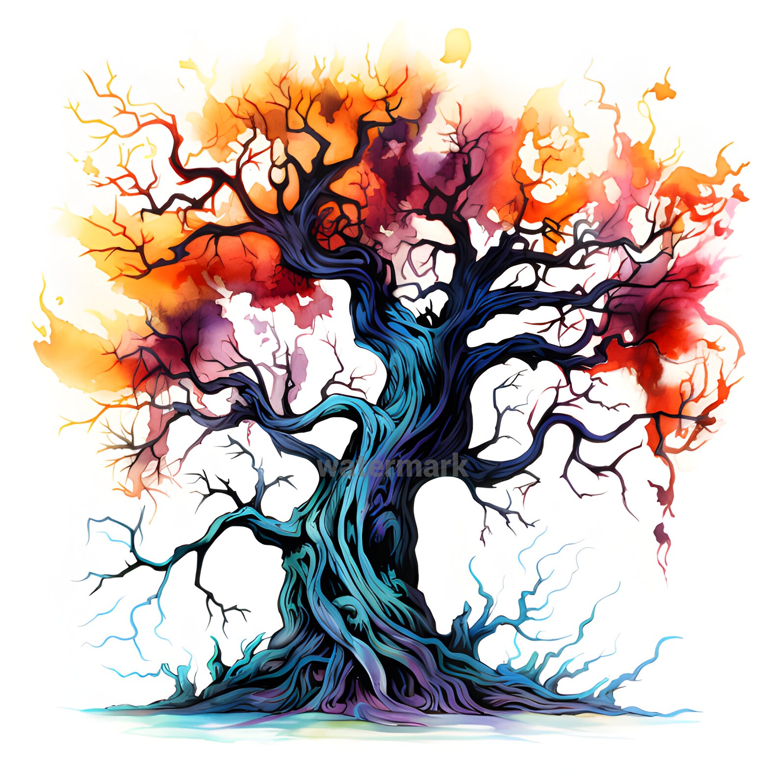 Creepy Trees Clipart, Haunted Tree Clipart, Spooky Trees, Halloween Art ...