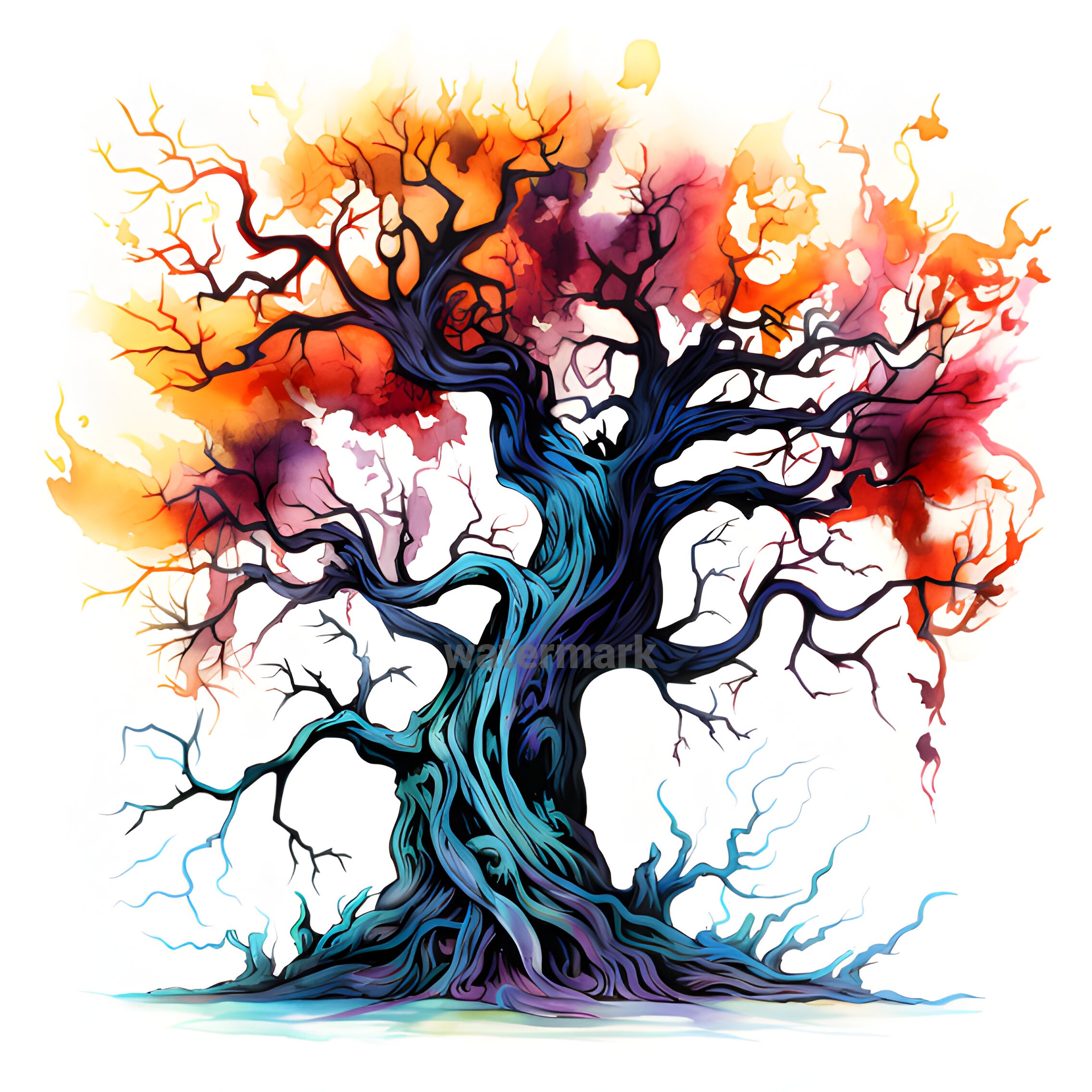 Creepy Trees Clipart, Haunted Tree Clipart, Spooky Trees, Halloween Art ...