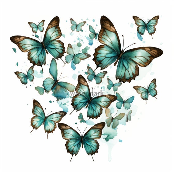 Butterfly Swarms Watercolor Clipart, Butterfly Clipart, Great for Paper ...