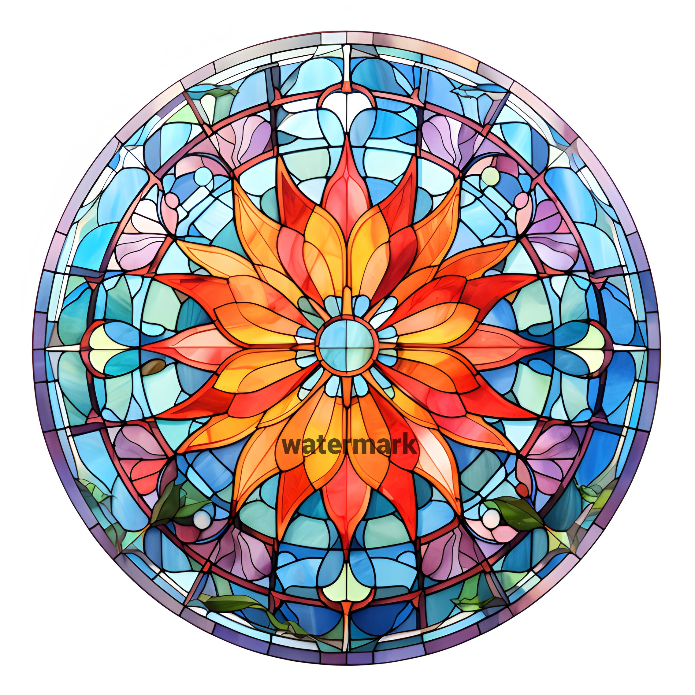 Stained Glass Window Clipart, Watercolor Clipart, for Paper Crafts and ...