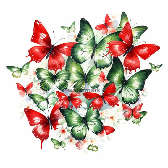 Butterfly Swarms Watercolor Clipart, Butterfly Clipart, Great for Paper ...