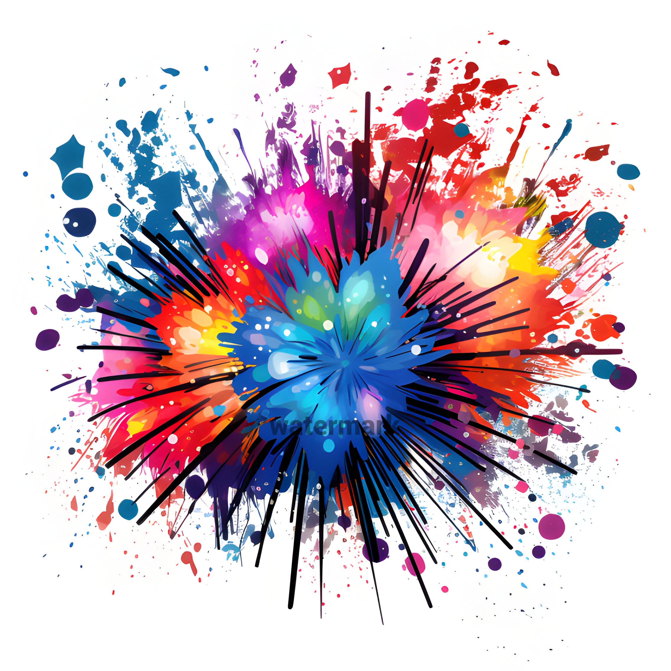 Graffiti Fireworks Clipart, Watercolor Clipart, Firework Clipart, for ...