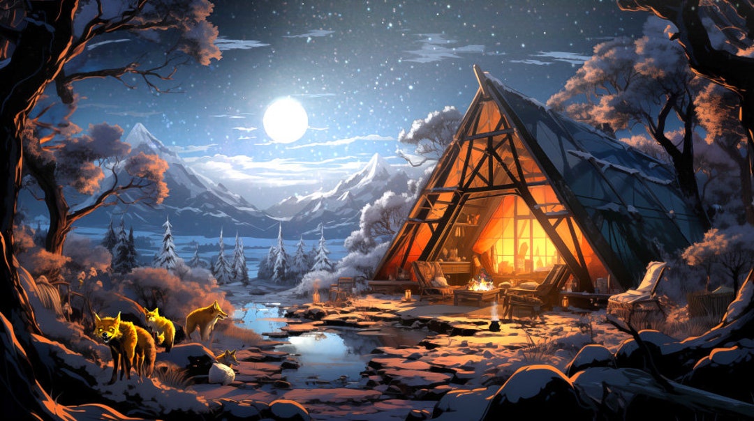 Vtuber Campfire Wolves Scene Twitch Stream Animated Overlay - Etsy