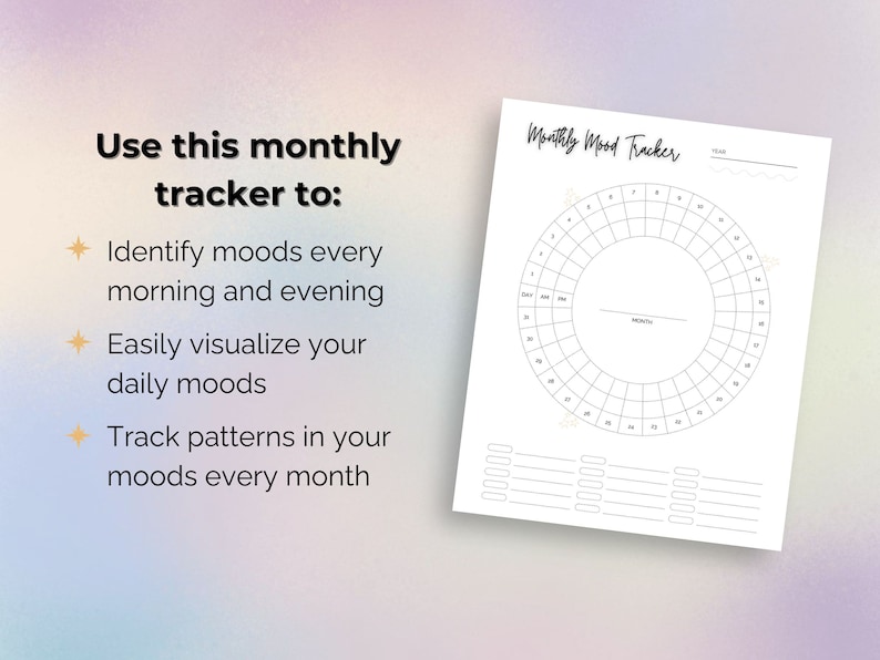 Monthly Mood Tracker | Printable Mood Tracker PDF | Mood Journal ...