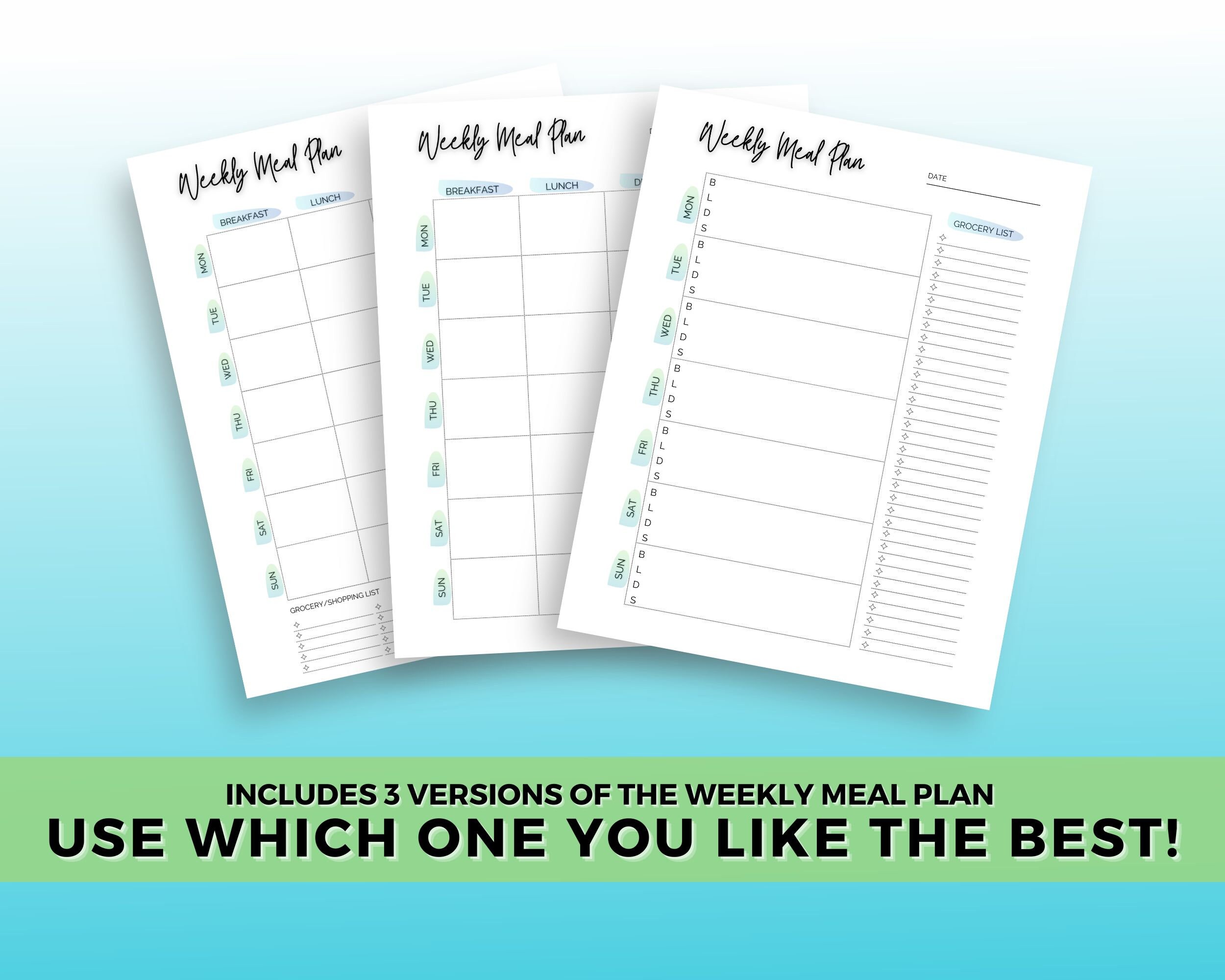 Printable Daily, Weekly, Monthly Meal Planner | Grocery Lists ...
