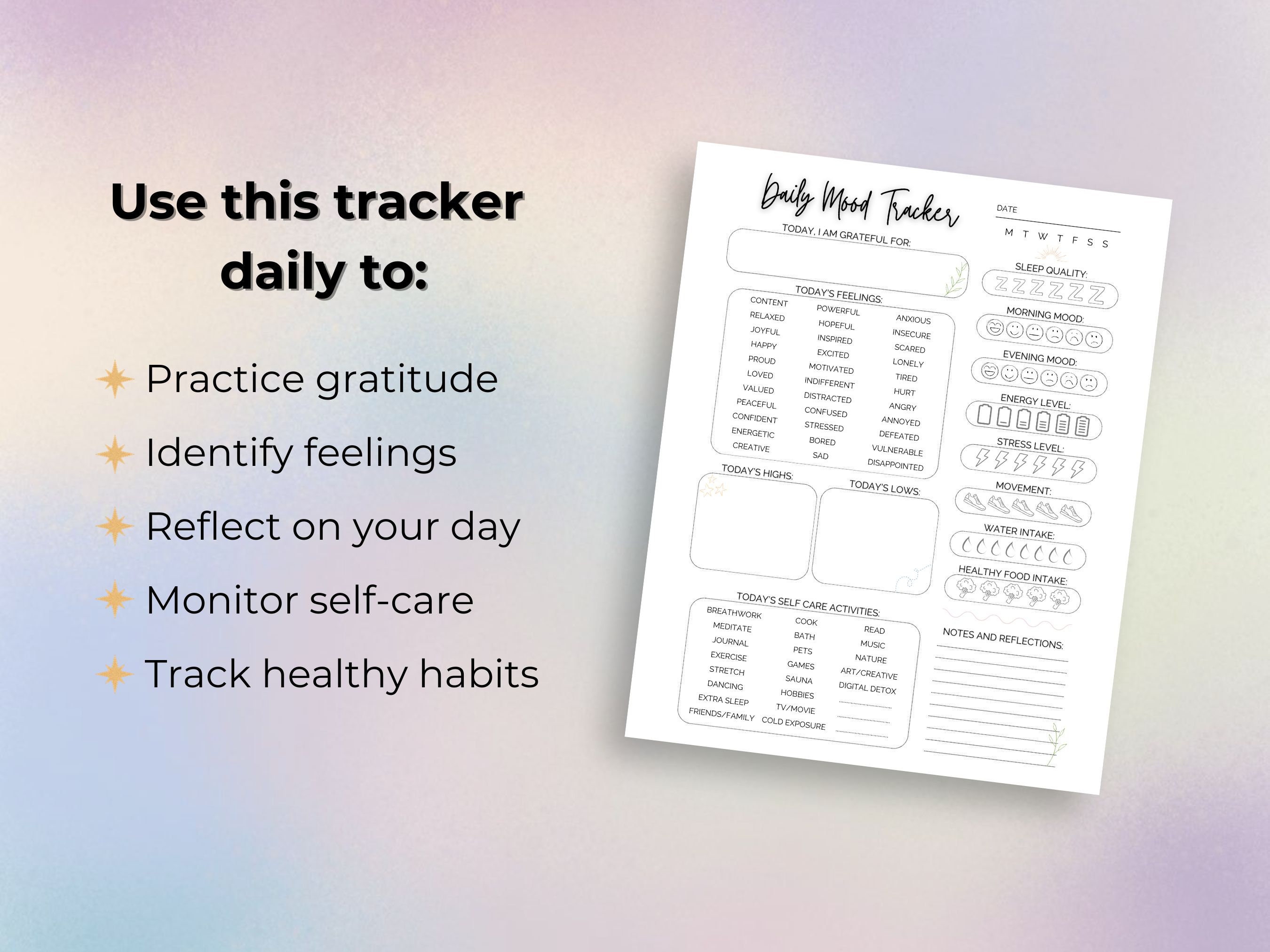 Daily Mood Tracker | Printable Mood Tracker PDF | Mood Journal | Mental ...