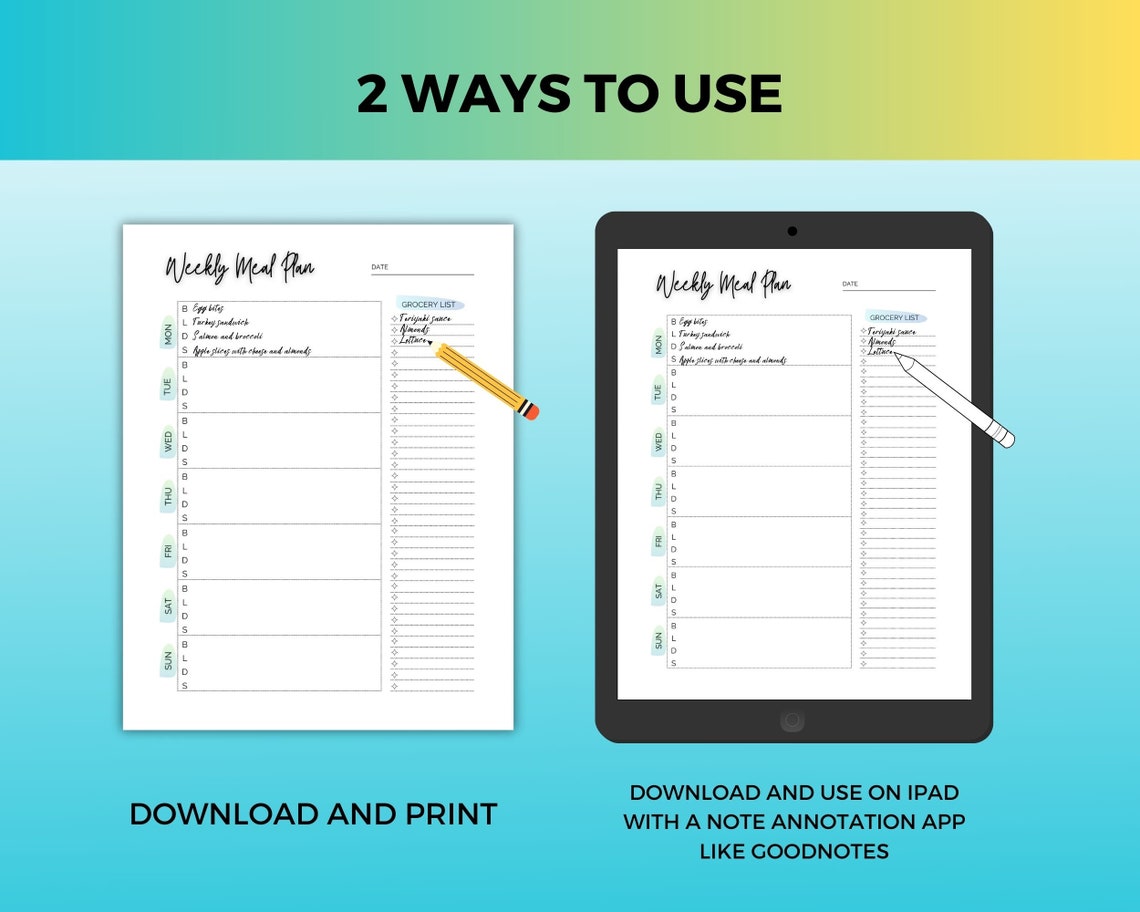 Printable Daily, Weekly, Monthly Meal Planner | Grocery Lists ...