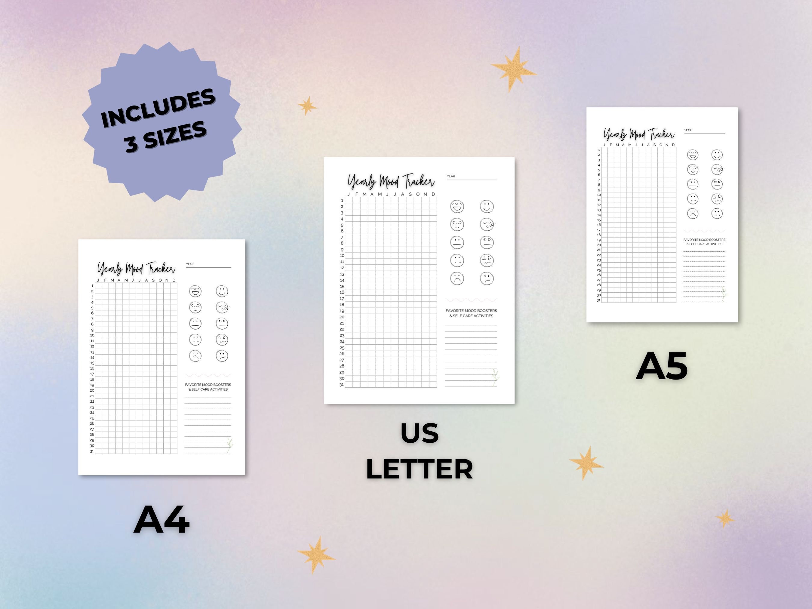 Yearly Mood Tracker | Printable Mood Tracker PDF | Mood Journal ...