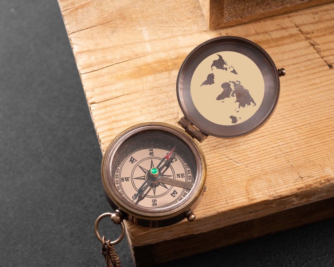 Personalized Engraved Brass Compass Christmas Gift, Valentines Day Gift ...