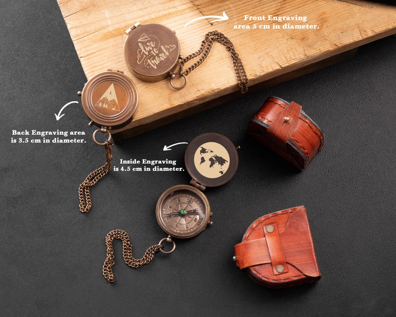 Personalized Engraved Brass Compass Christmas Gift, Valentines Day Gift ...