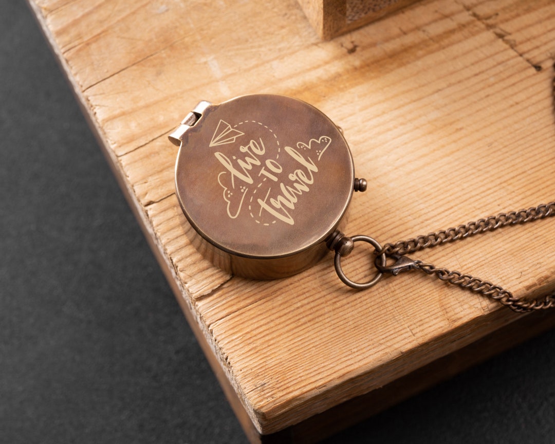 Custom Engraving Brass Compass, Personalized Christmas Gift, Valentines ...