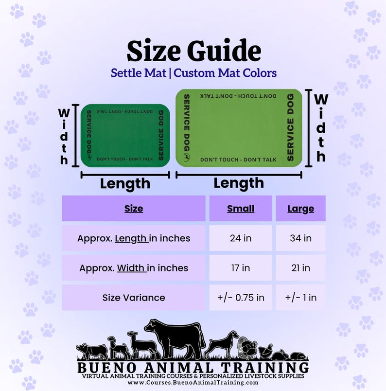 Custom Color Service Dog Settle Sit Down Mat for Public Access Training ...
