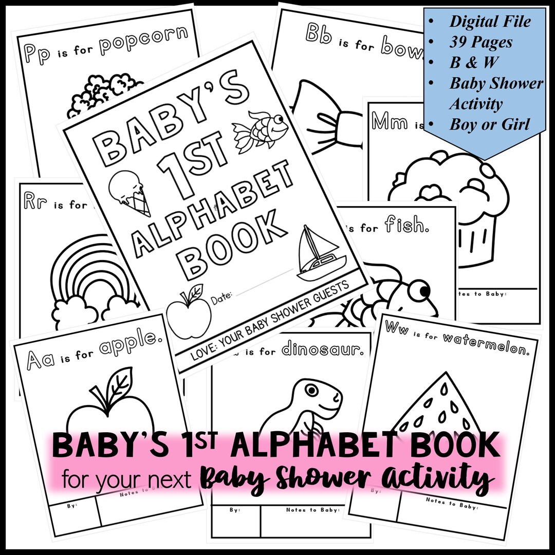 ABC Baby Shower Coloring Book Activity - Etsy