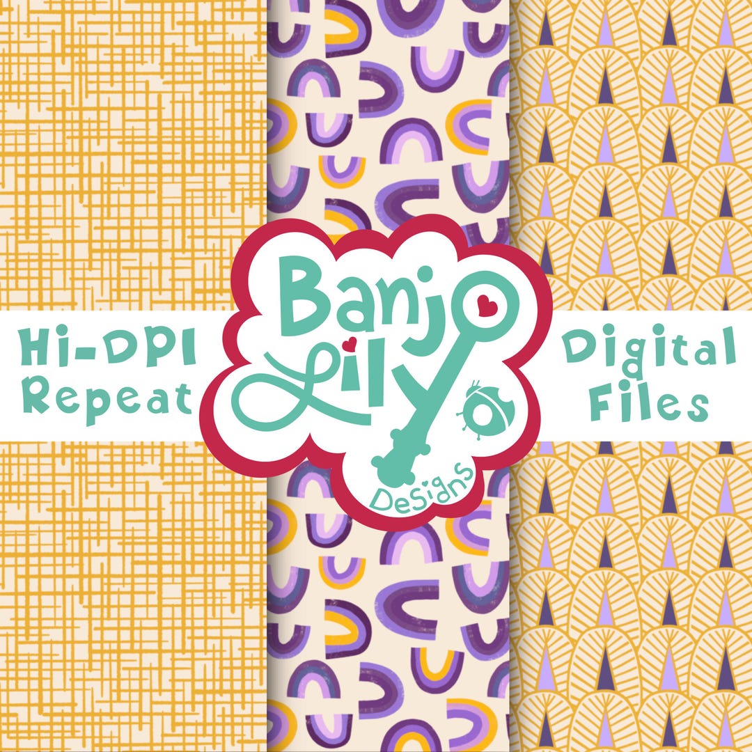 Purple & Gold Mix - Hand Drawn Digital Seamless Repeat - Etsy