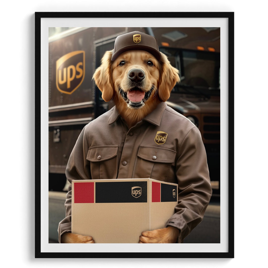 Package Delivery Driver Dog Portrait From Photo, Custom Pet Portrait ...