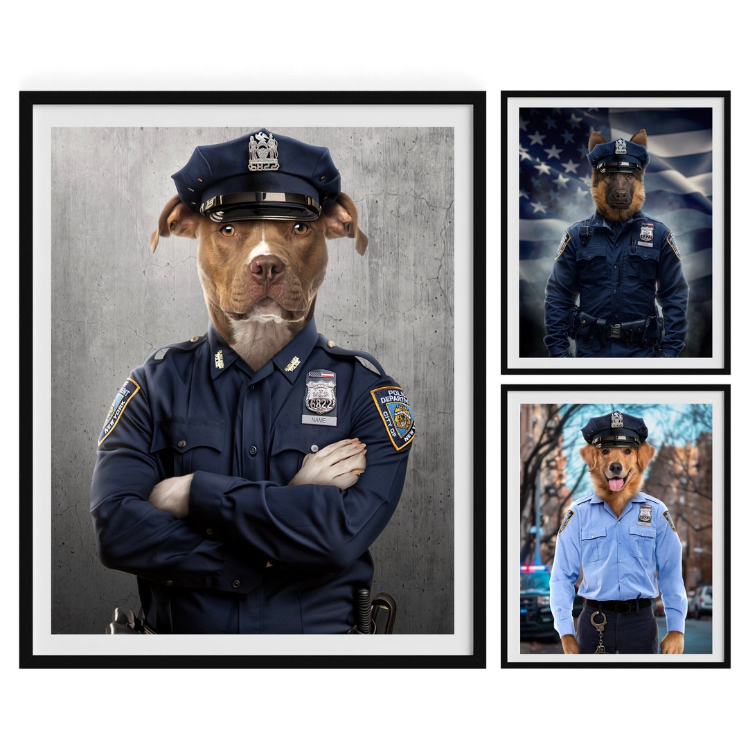 Police Dog Portrait, Custom Pet Portrait Painting From Photo ...