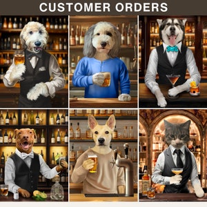Bartender Pet Portrait From Photo Custom Dog Portrait Painting ...