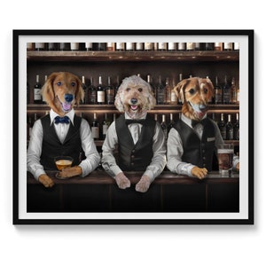 Bartender Pet Portrait From Photo Custom Dog Portrait Painting ...
