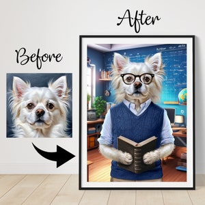 Teacher Pet Portrait, Custom Dog Portrait From Photo, Personalized Dog ...