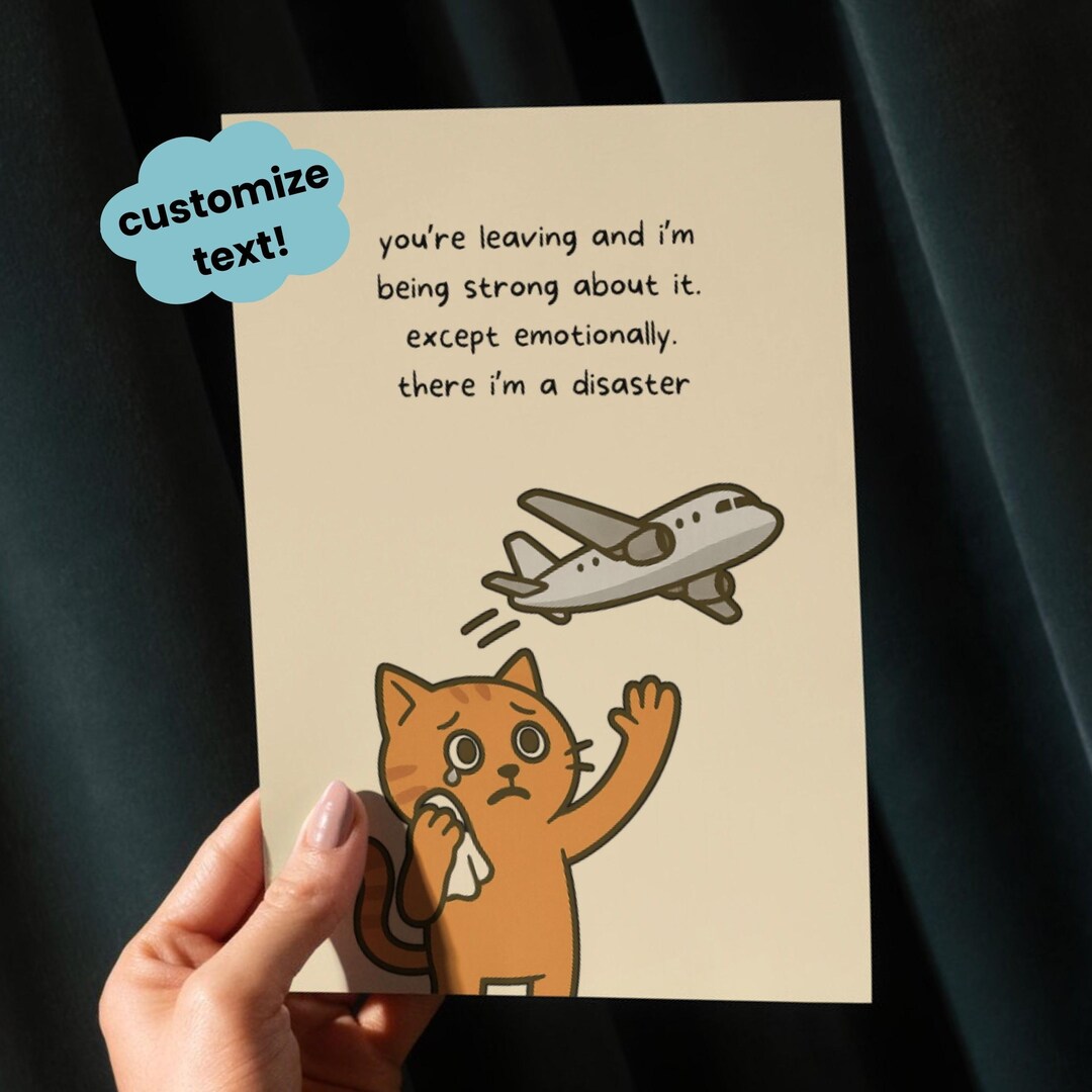 Funny Goodbye Card | Emotional Cat Farewell | Long Distance Card ...