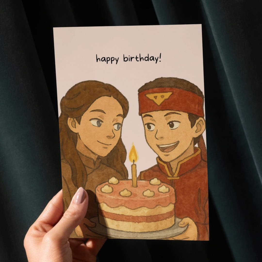 Avatar the Last Airbender Birthday Card | Katara and Aang Cute Anime ...