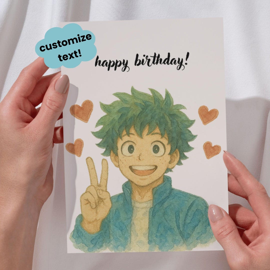 My Hero Academia Birthday Card | MHA Cute Deku Anime Card | Izuku ...