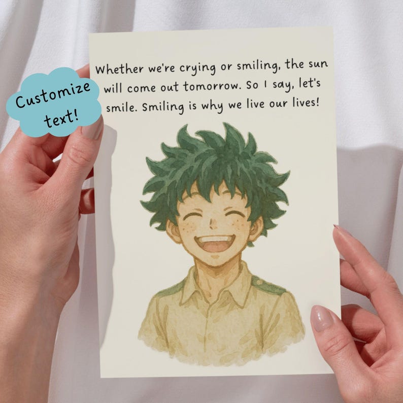 MHA Deku Inspired Anime Quote Card | Smiling, Inspirational ...