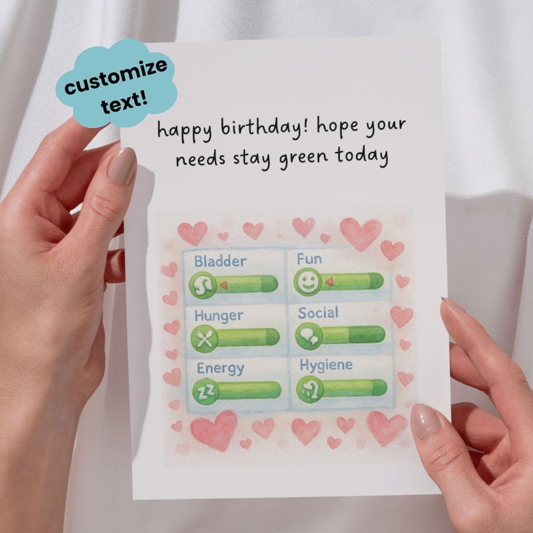 Sims Birthday Card | Funny Gamer Birthday Card | the Sims Watercolor ...