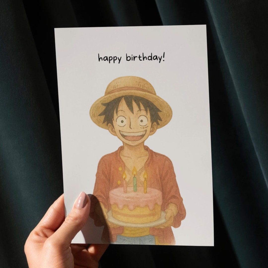 Monkey D Luffy One Piece Birthday Card | One Piece Anime Card for ...