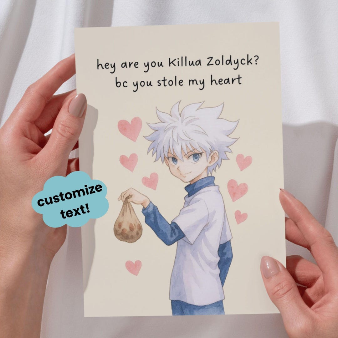 Killua Love Card | Hunter X Hunter Anime Card | Cute HXH Anime Love ...