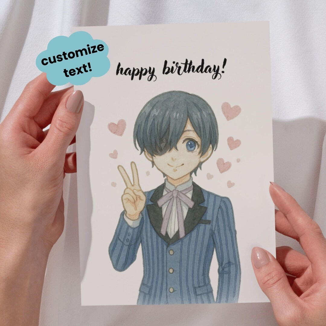Ciel Phantomhive Birthday Card | Black Butler Anime Greeting ...