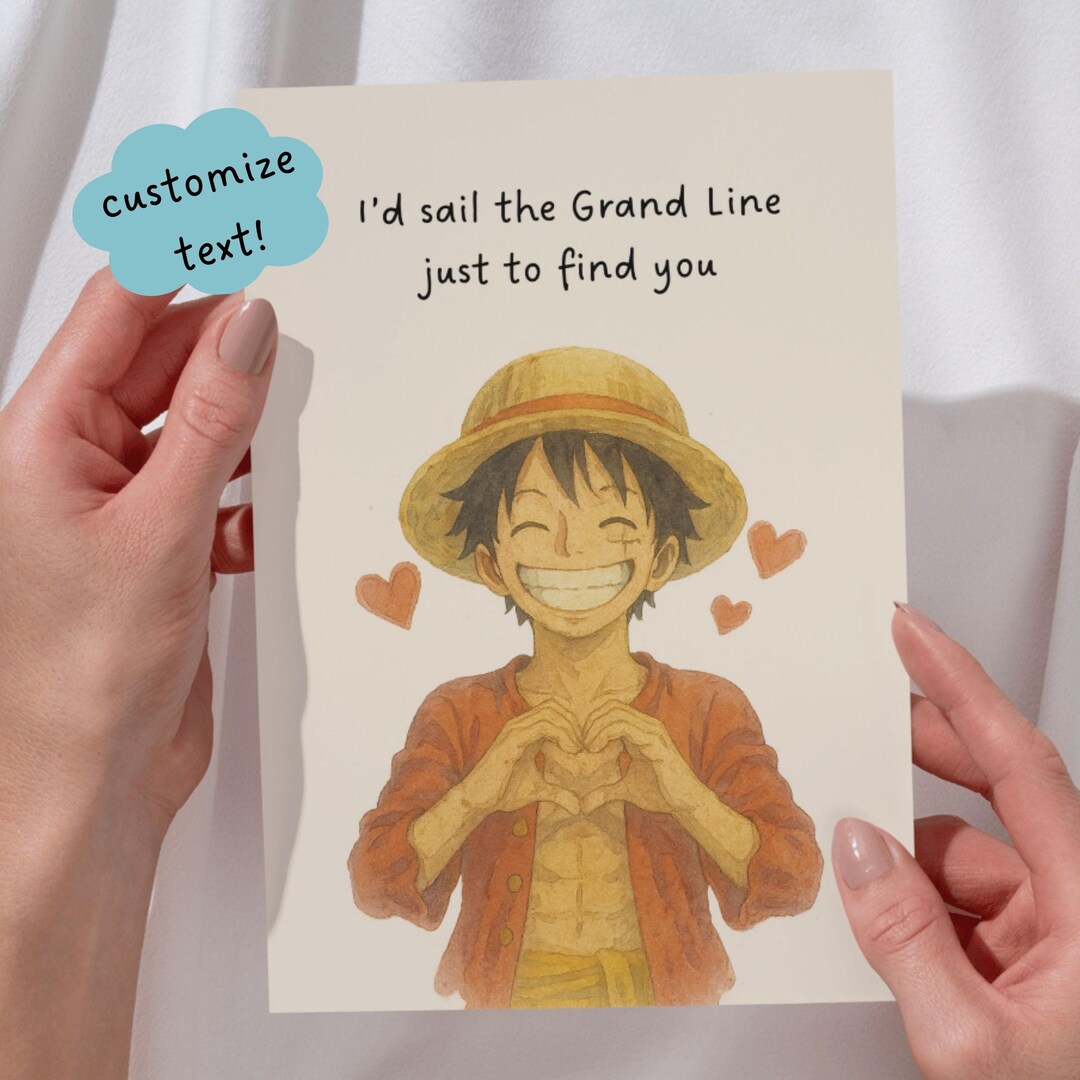 Luffy Inspired Love Card | One P!ece Anime Card | Cute Anime Love Card ...