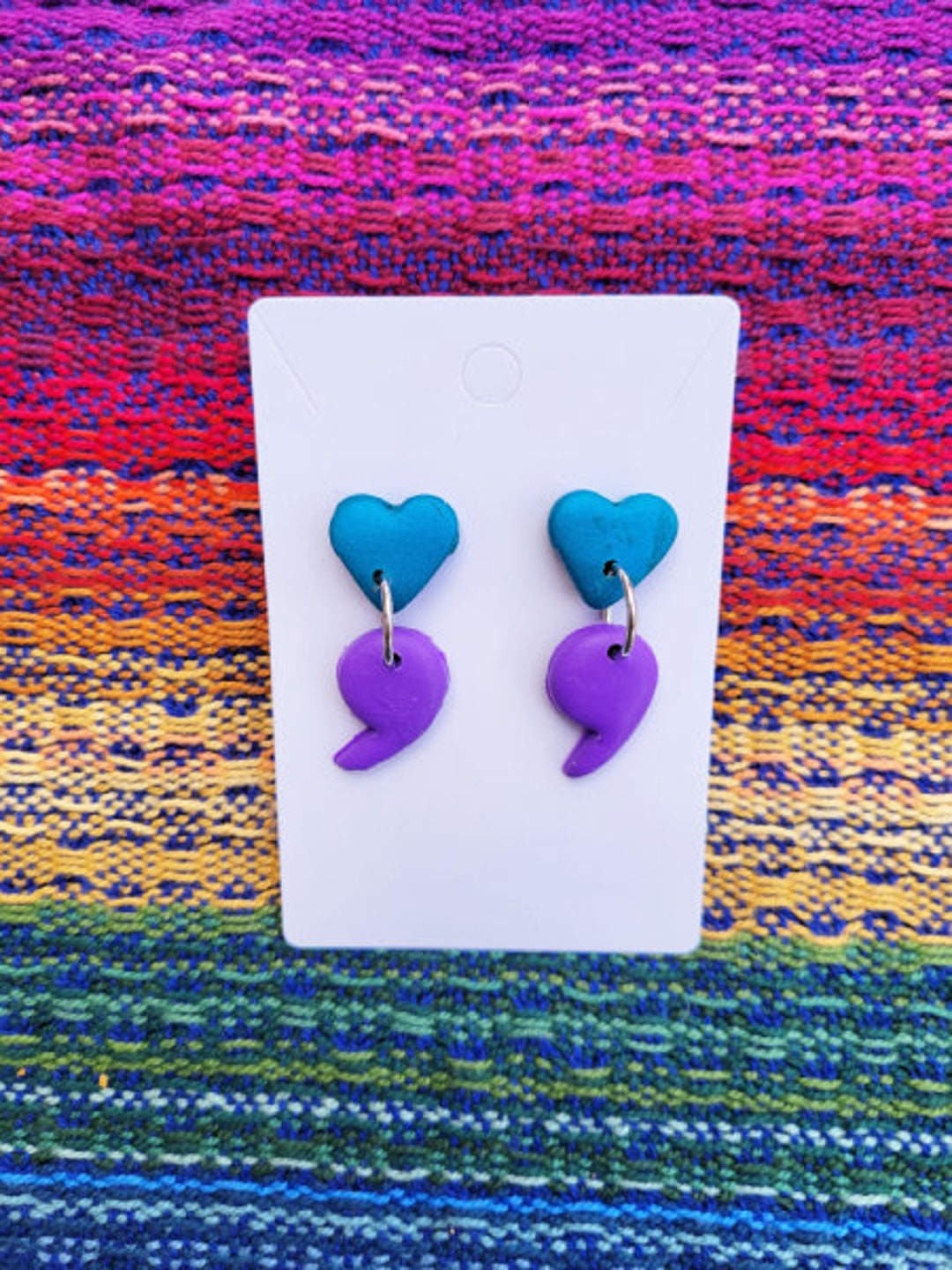 Heart Semi-colon Earrings | Suicide Awareness and Prevention ...