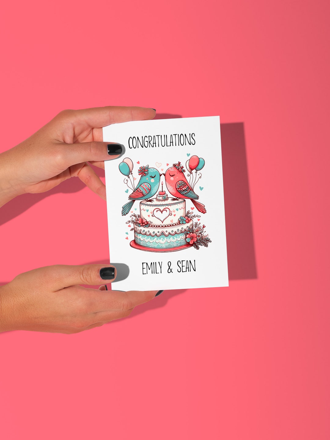 Personalised Congratulations Card Love Birds - Etsy