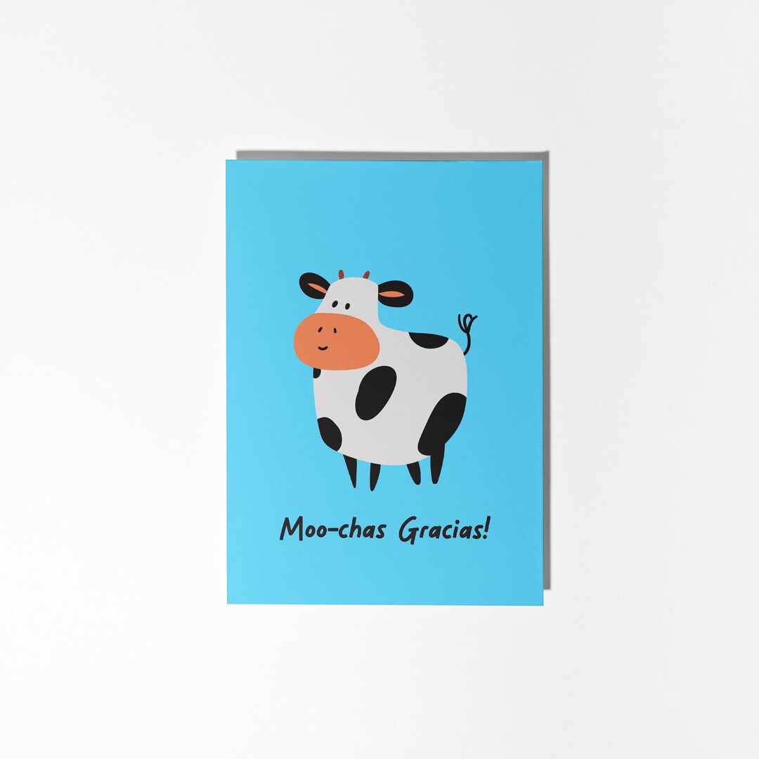 Moo-chas Gracias, Cute Cow Thank You Card - Etsy